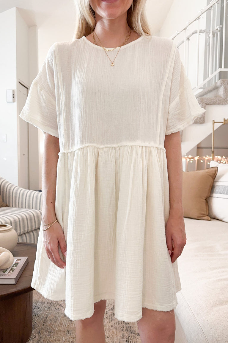 Free Falling Cotton Mini Dress l Neutral Ground