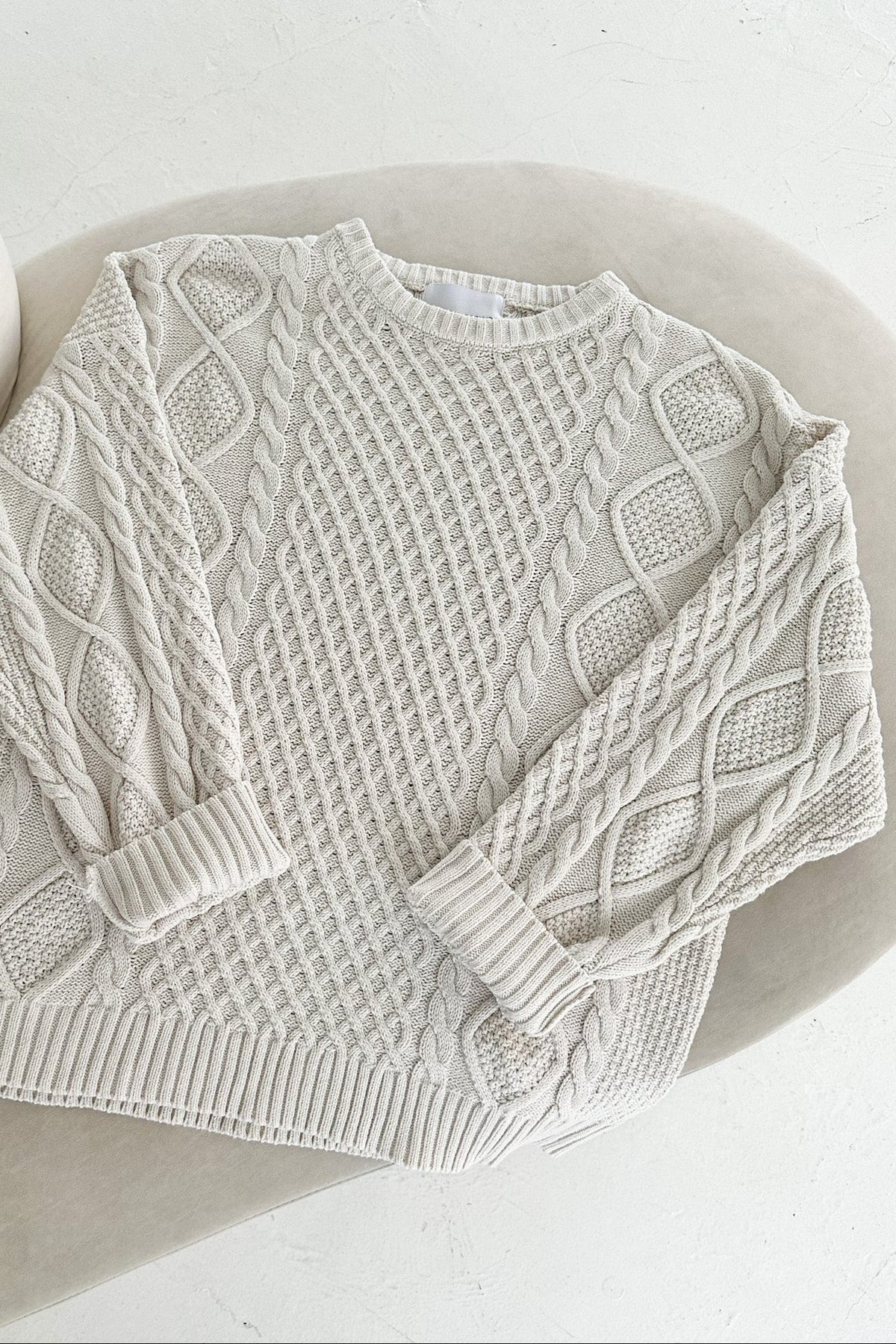 Rowan Cable Knit Sweater l Neutral Ground